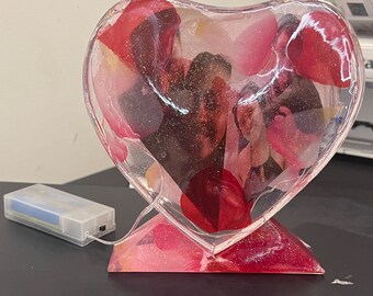 Personalized Resin Heart Frame and Stand Jelly opaque or Glitter Gift ...