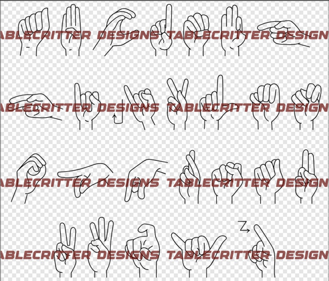 ASL Sign Language Font: TTF Hand Symbol Icons - Etsy
