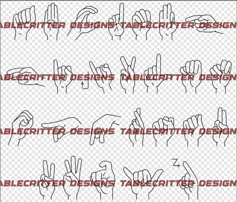 ASL Sign Language Font: TTF Hand Symbol Icons - Etsy