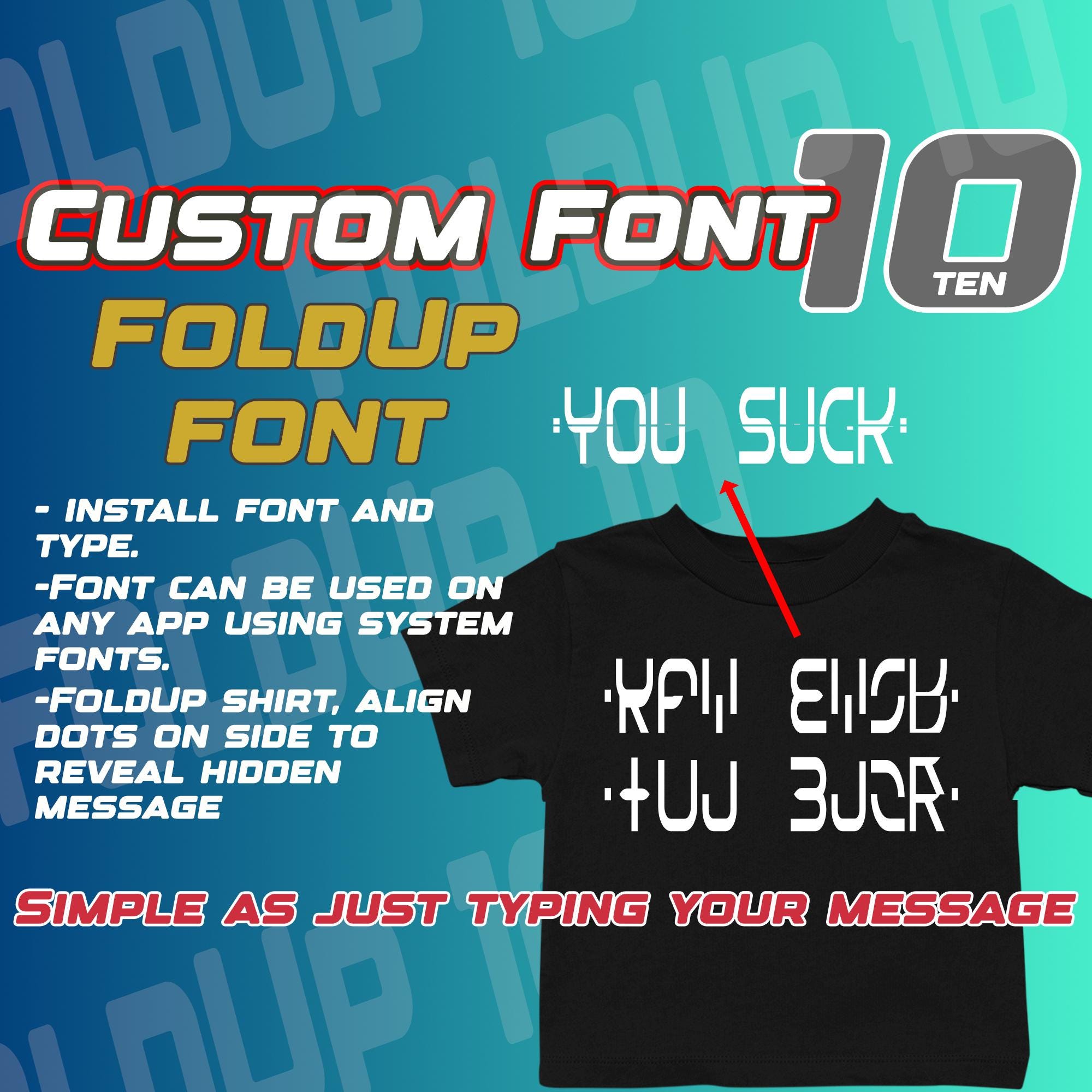 Custom FONT to Create Hidden Message Fold-up Shirt, ANY MESSAGE! - Etsy