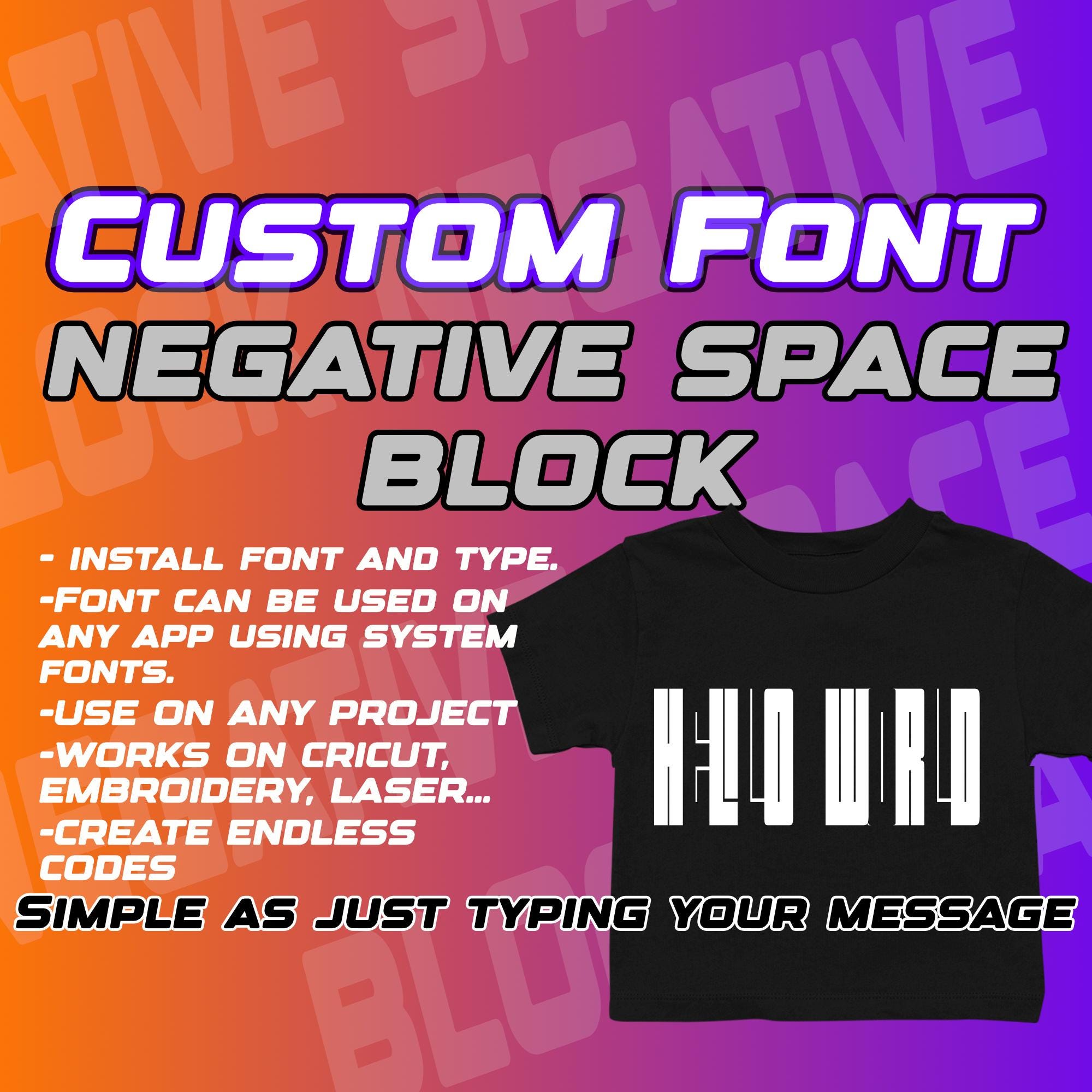 Custom Font - Negative Space Block - Etsy
