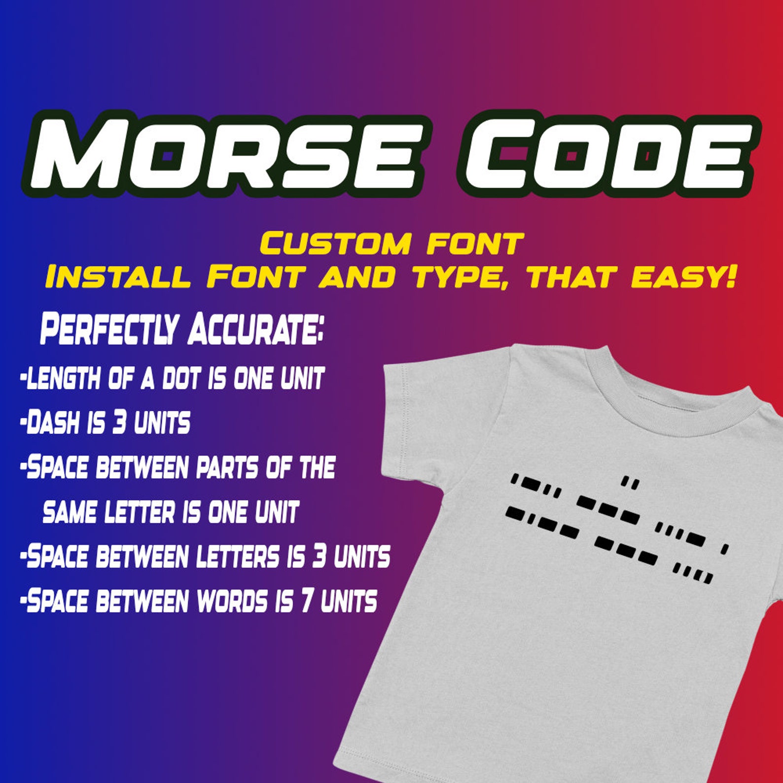 Morse Code Custom System Font: Print, Cricut, Embroidery (digital ...