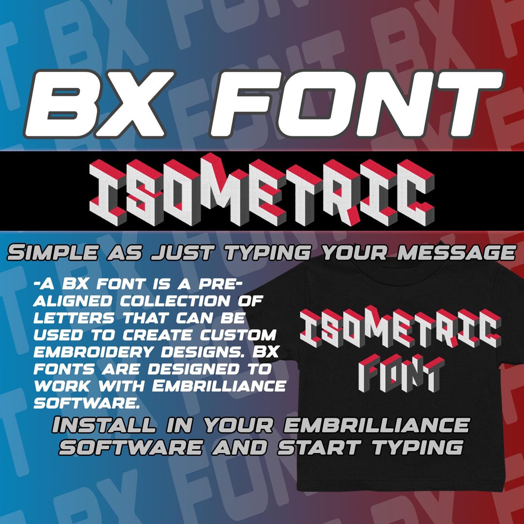 Isometric BX Font: 3-color Alphabet (embrilliance) - Etsy