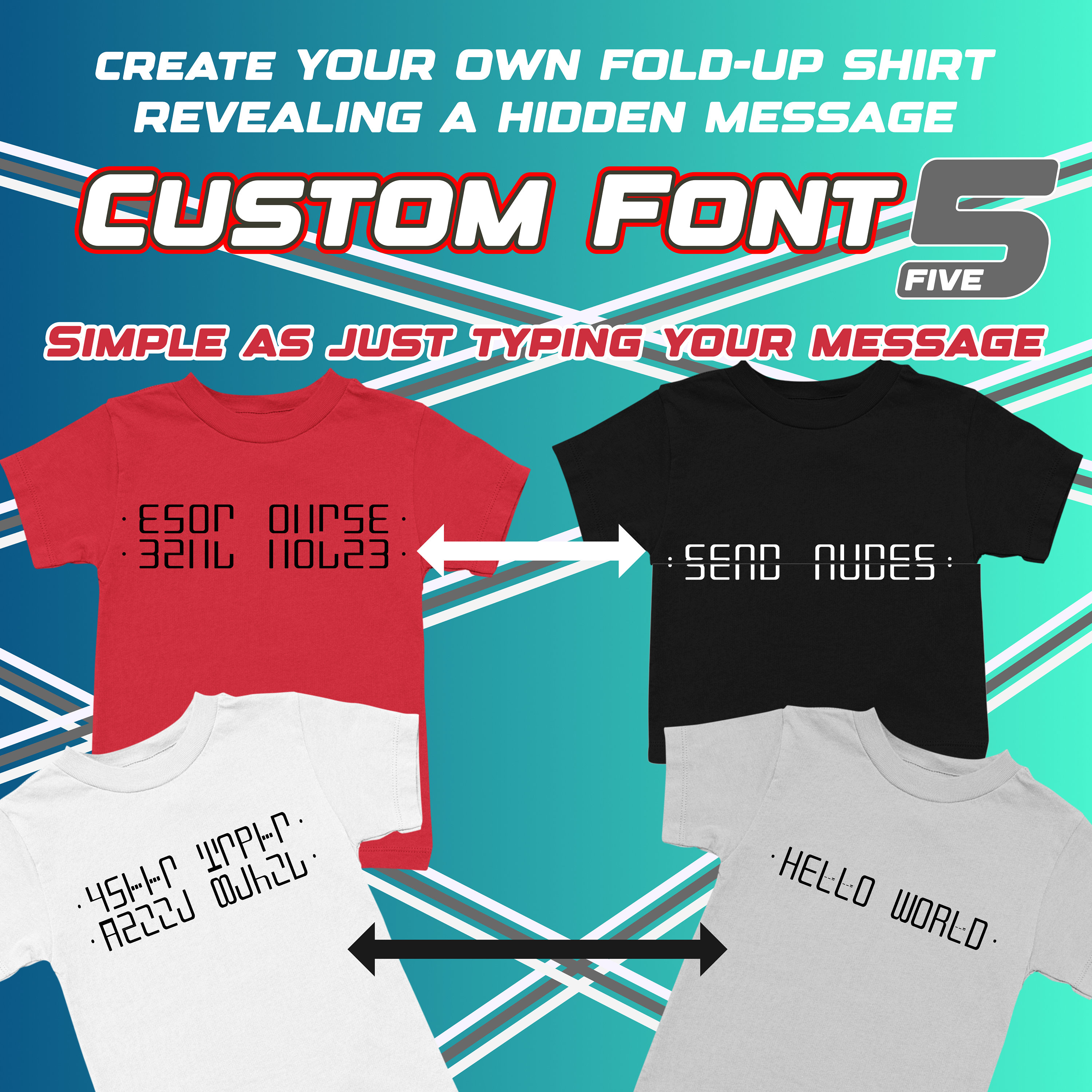 Custom FONT to Create Hidden Message Fold-up Shirt, ANY MESSAGE! - Etsy
