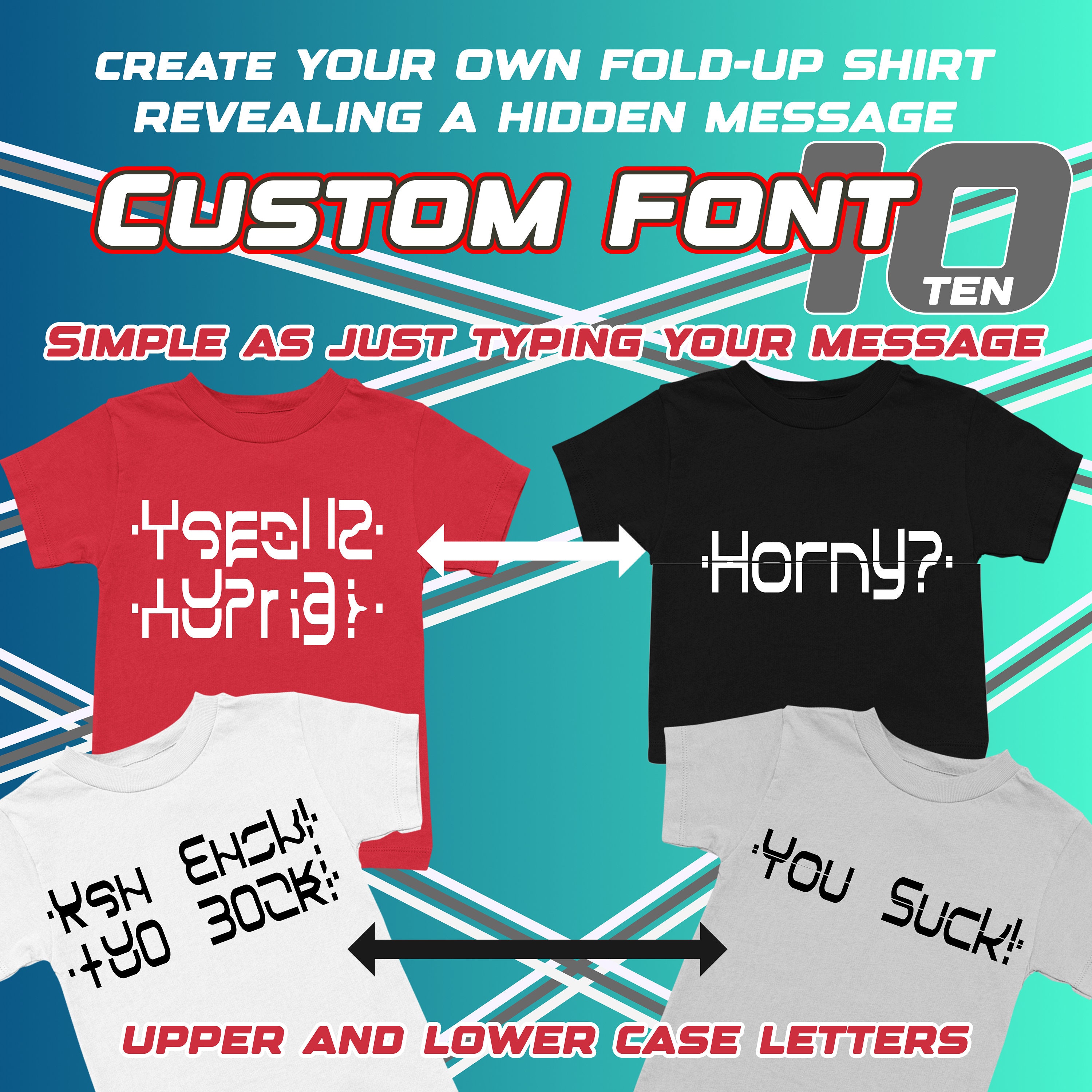 Custom FONT to Create Hidden Message Fold-up Shirt, ANY MESSAGE! - Etsy