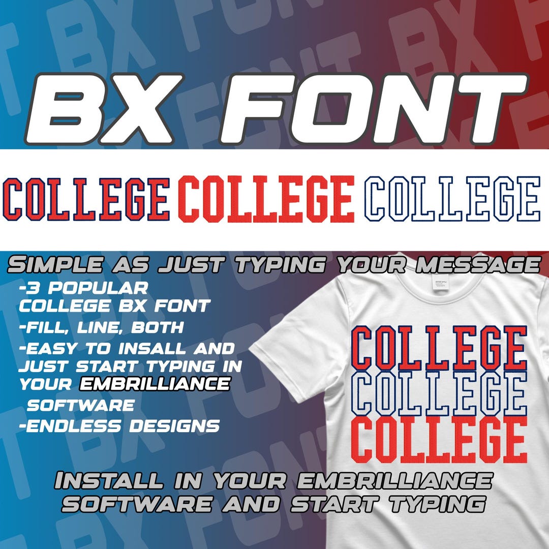 BX Font - COLLEGE - Three Font Package for Embrilliance - Etsy