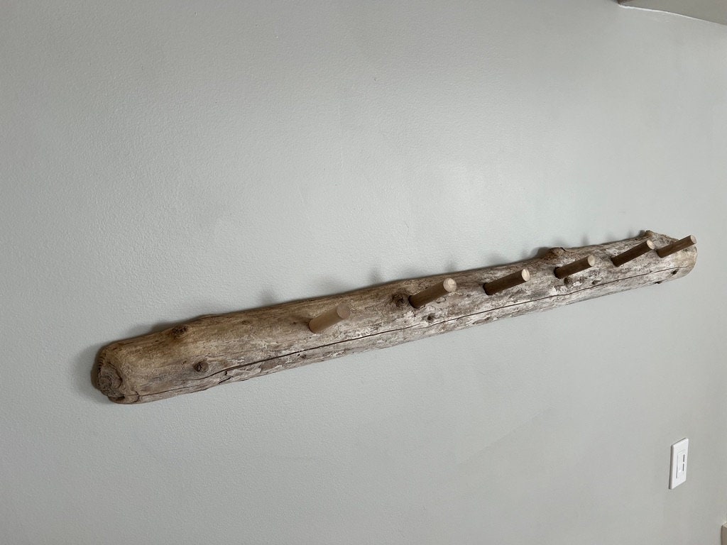 6 Hook Driftwood Coat Rack 48long X 5 High X 5 Deep Beach House, Rustic ...