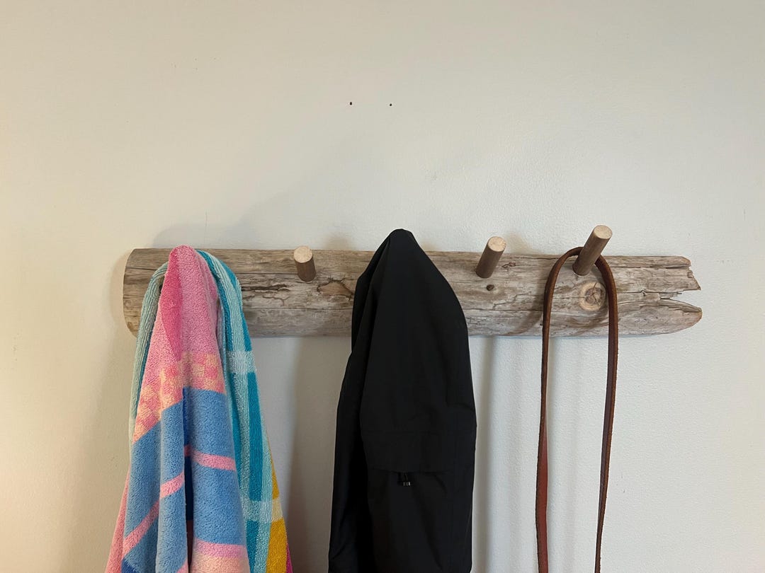 5 Hook Driftwood Coat Rack (26"long X 4" High X 4" Deep) Beach House ...