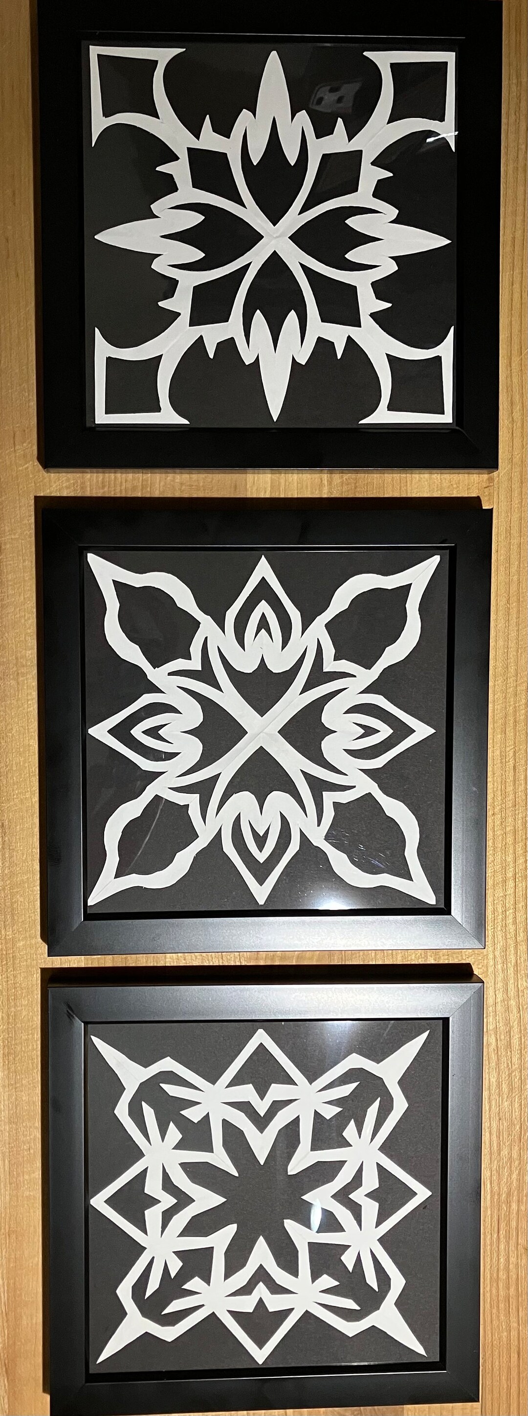 3 Pack - Framed Hand Cut 4 Sided Snowflake - Random Selection ...