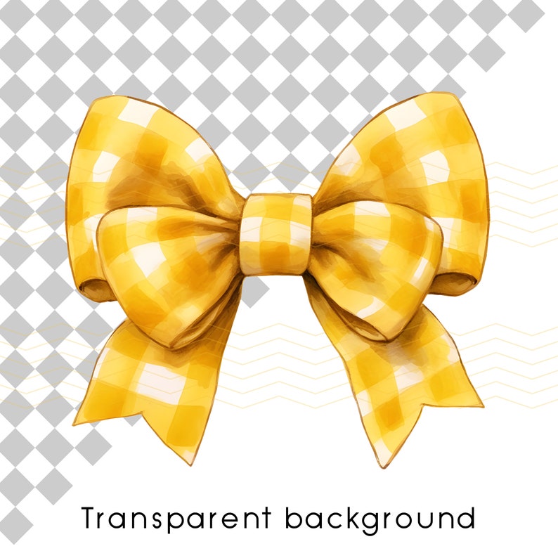 Watercolor Yellow Bow Clipart - 15 Transparent PNG, Digital Downloads ...