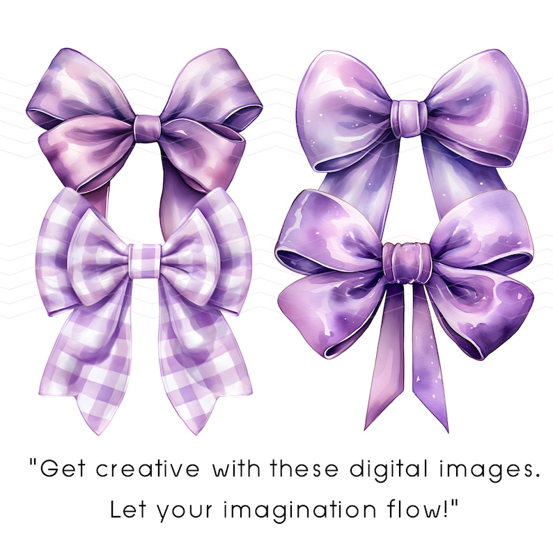Watercolor Purple Bow Clipart - 20 Transparent PNG, Digital Downloads ...