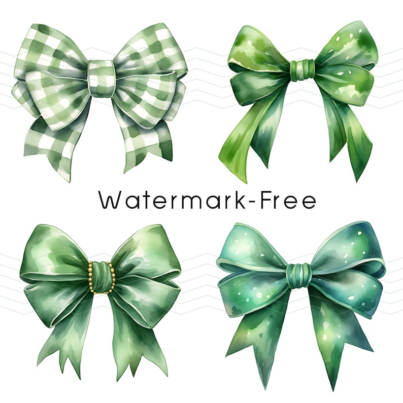 Watercolor Green Bow Clipart - 22 Transparent PNG, Digital Downloads ...