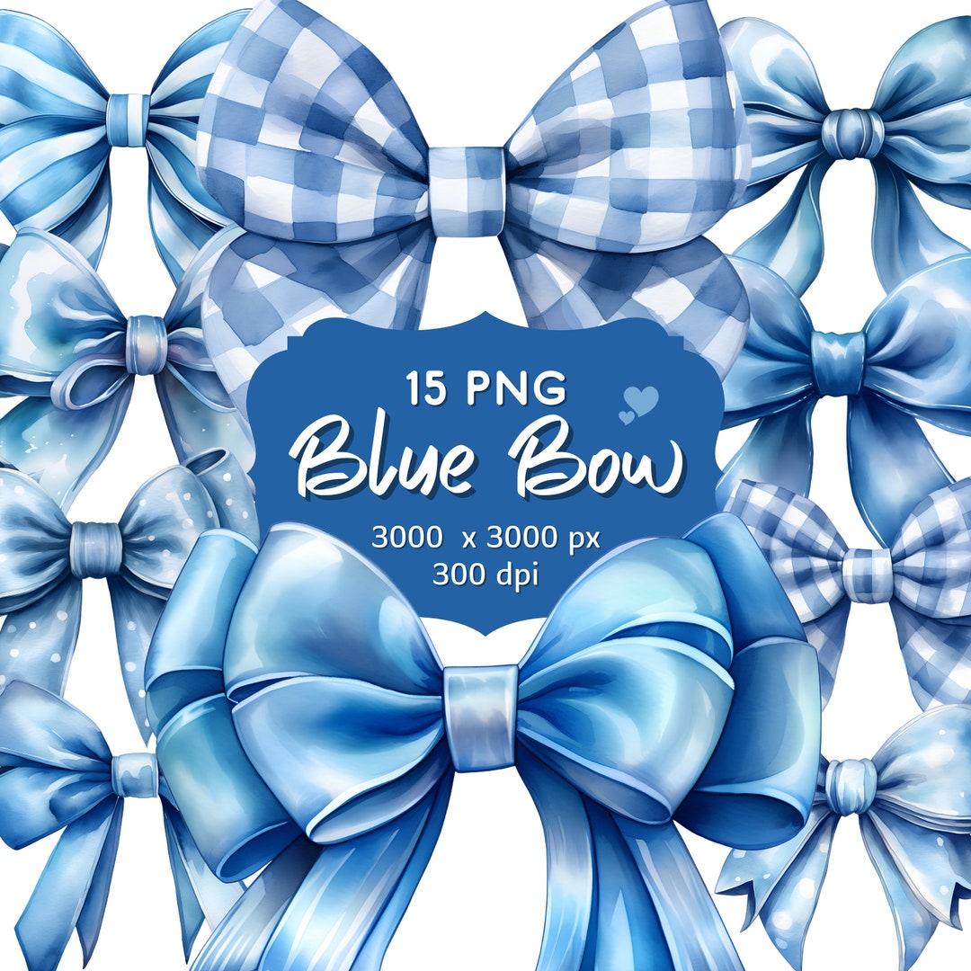 Watercolor Blue Bow Clipart 15 Transparent PNG, Digital Downloads ...