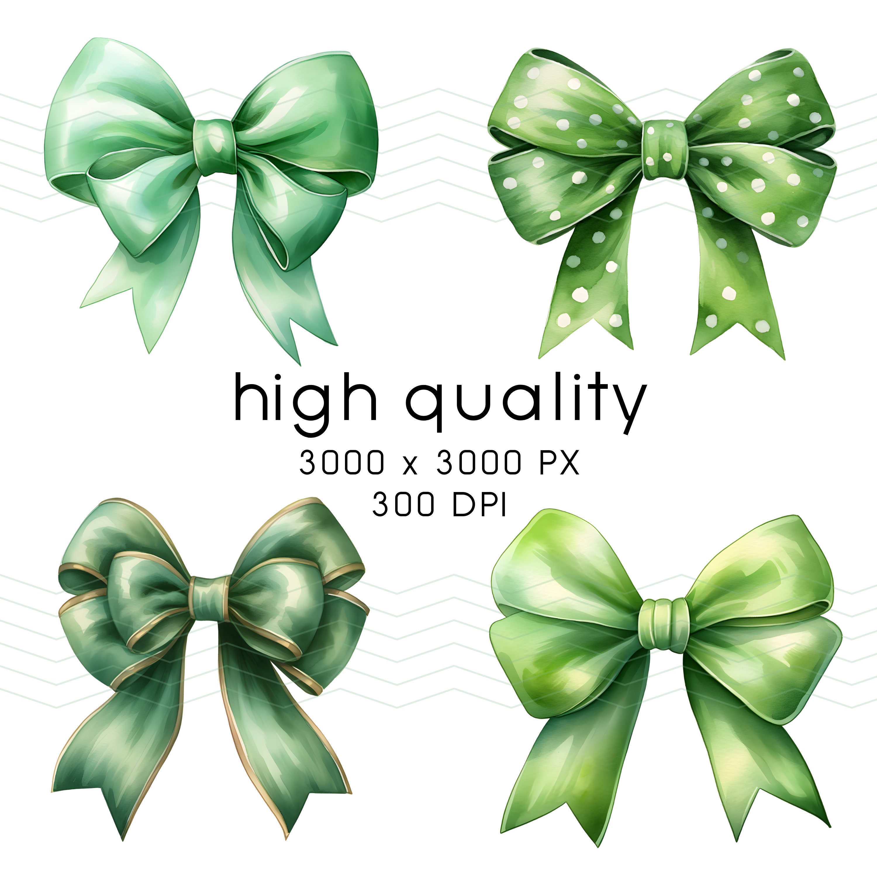 Watercolor Green Bow Clipart - 22 Transparent PNG, Digital Downloads ...