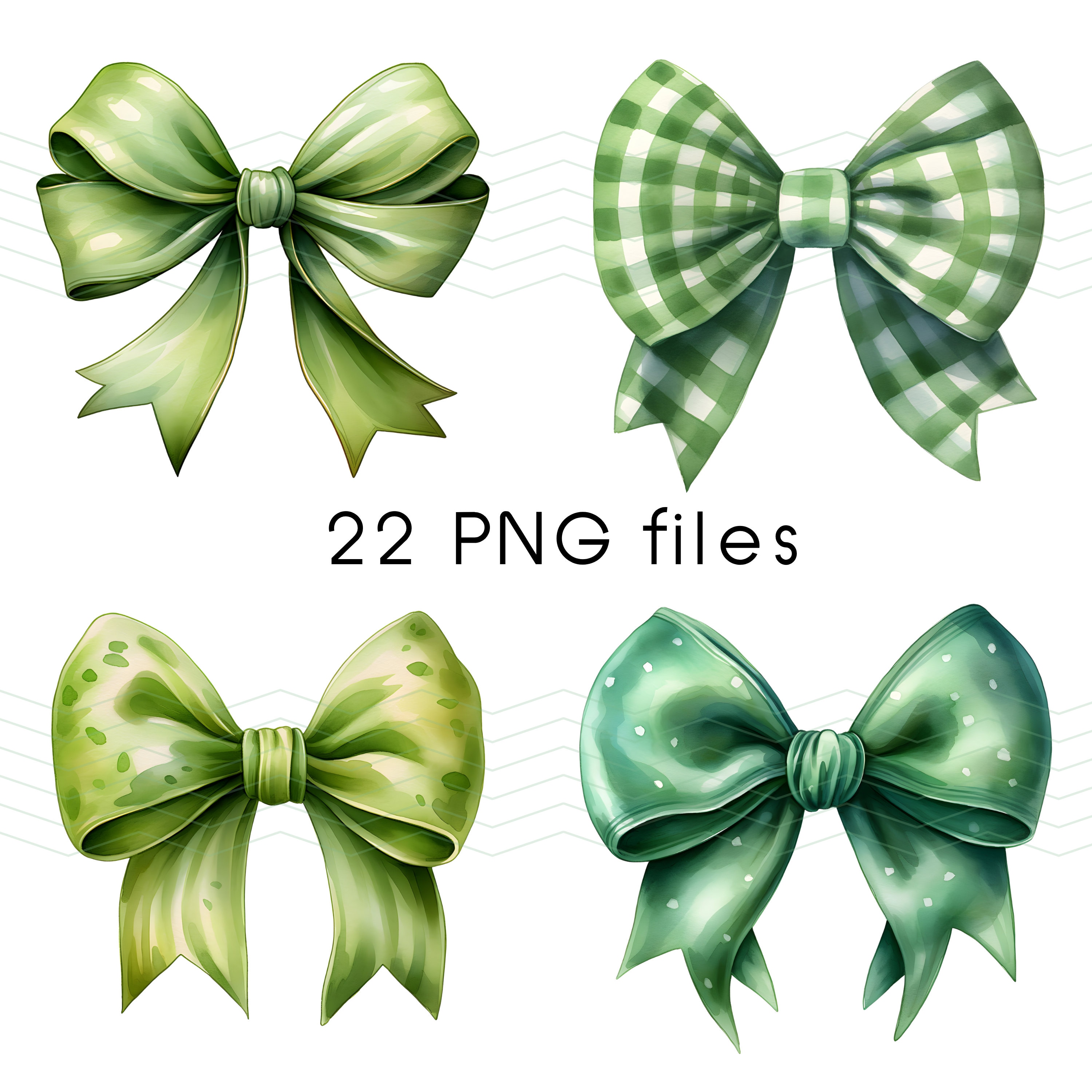 Watercolor Green Bow Clipart - 22 Transparent PNG, Digital Downloads ...