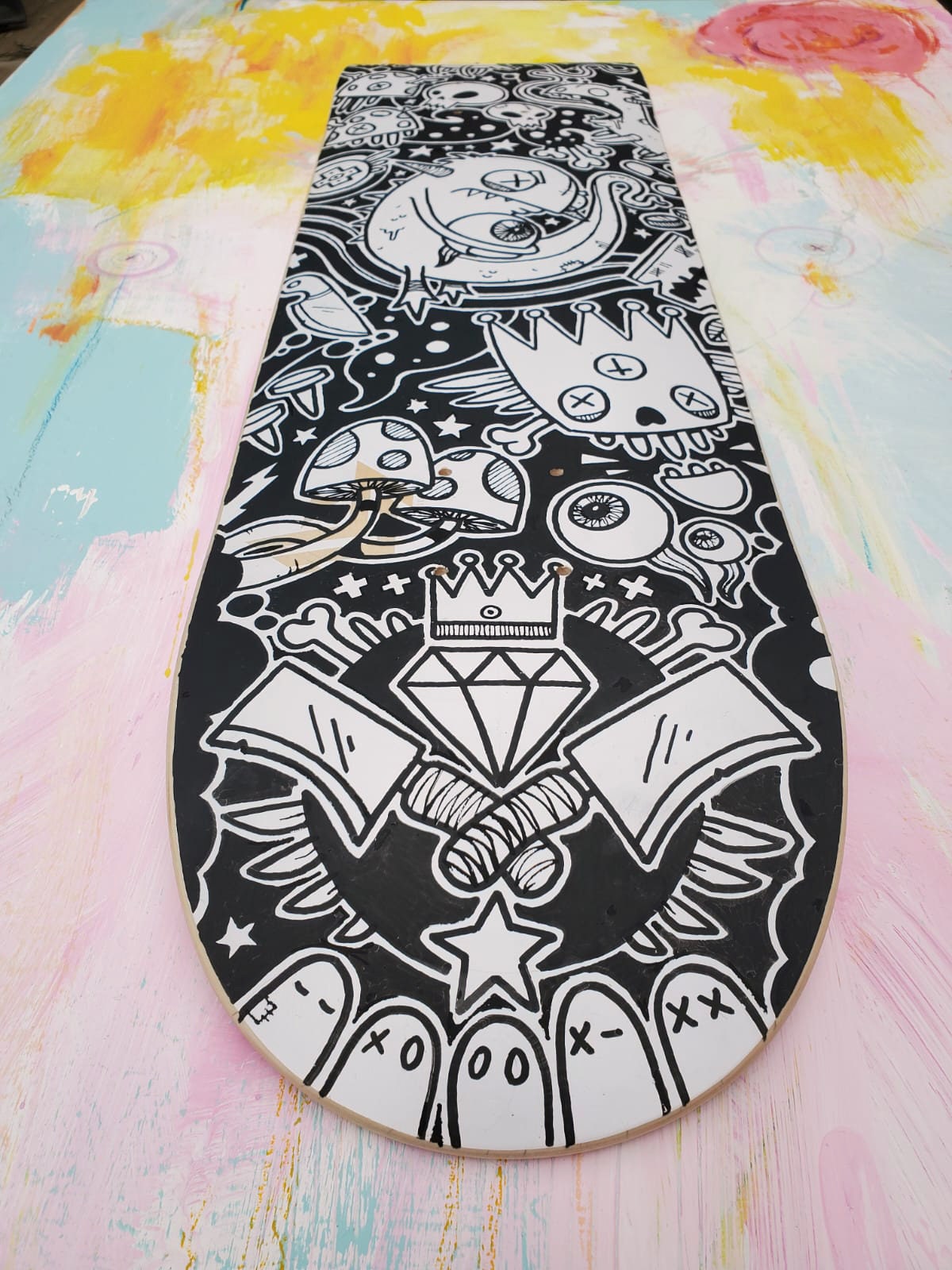 Cleave Hand Painted Skateboard Deck Black & White - Etsy