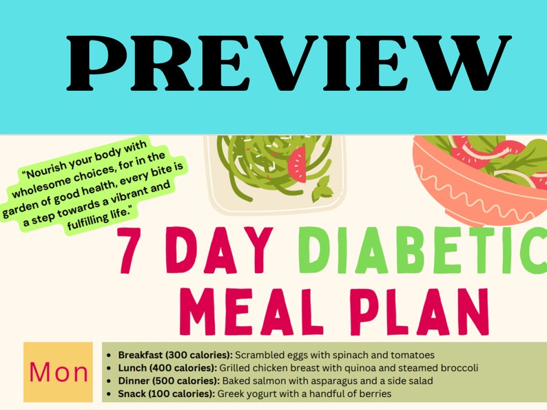 Diabetic Meal Plan, 7 Day Diabetic Diet Sheet, Diabetes Meal Plan ...
