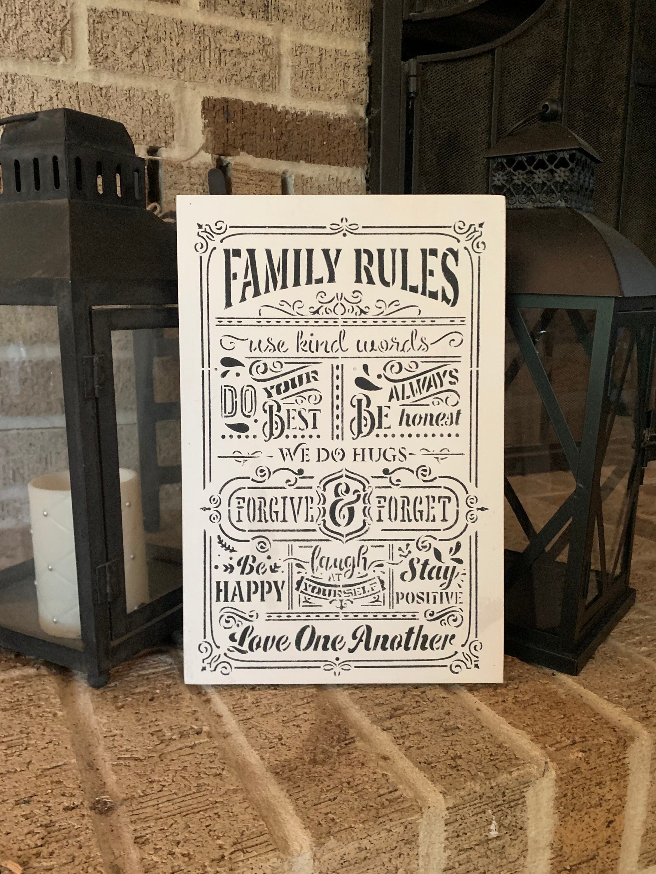 Family Rules Sign Wall Art Rustic Wall Decor Housewarming Gift Wall ...