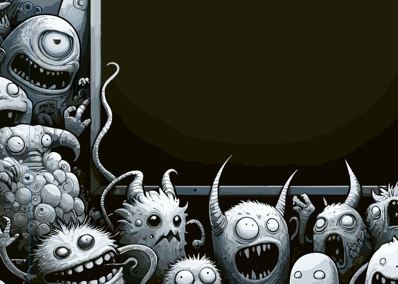 Monster Poster With Blank Notice Board and Message Space Below, Party ...
