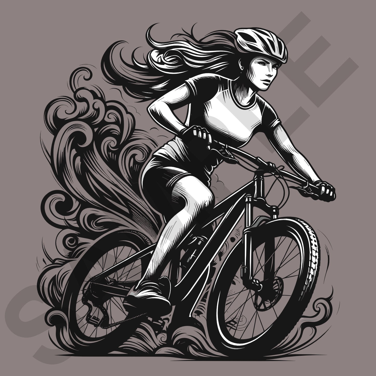Woman MTB - Mountain Bike Rider Logo, Digital Download Vector (SVG ...