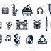 Vector (SVG) File and Transparent PNG Music Icons, 18 Vectors Including ...