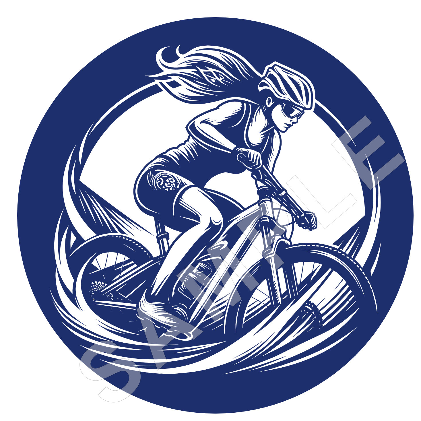 Female MTB Rider, Woman Mountain Bike Logo / Badge. Add Your Own Text ...