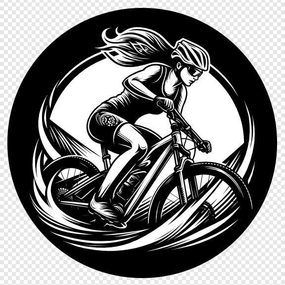 Female MTB Rider, Woman Mountain Bike Logo / Badge. Add Your Own Text ...
