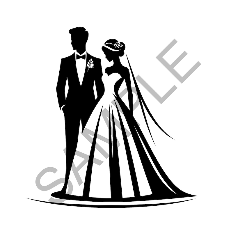 Wedding Logo, Bride and Groom Couple Collection, Vector (SVG), Simple ...