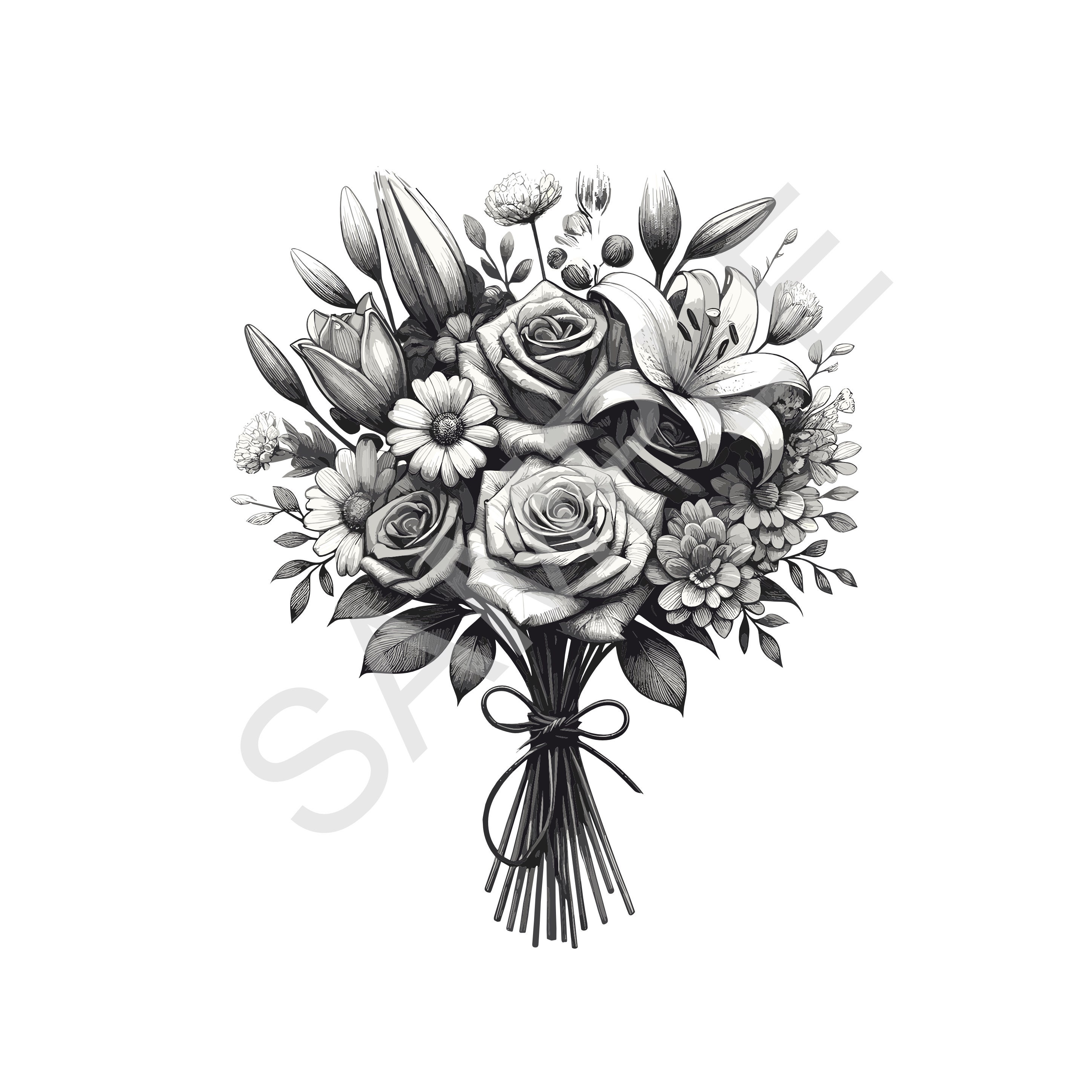 Flower Bouquet Logo, Classic Flower Arrangement Vector Image ...