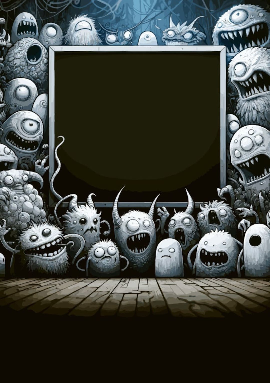 Monster Poster With Blank Notice Board and Message Space Below, Party ...