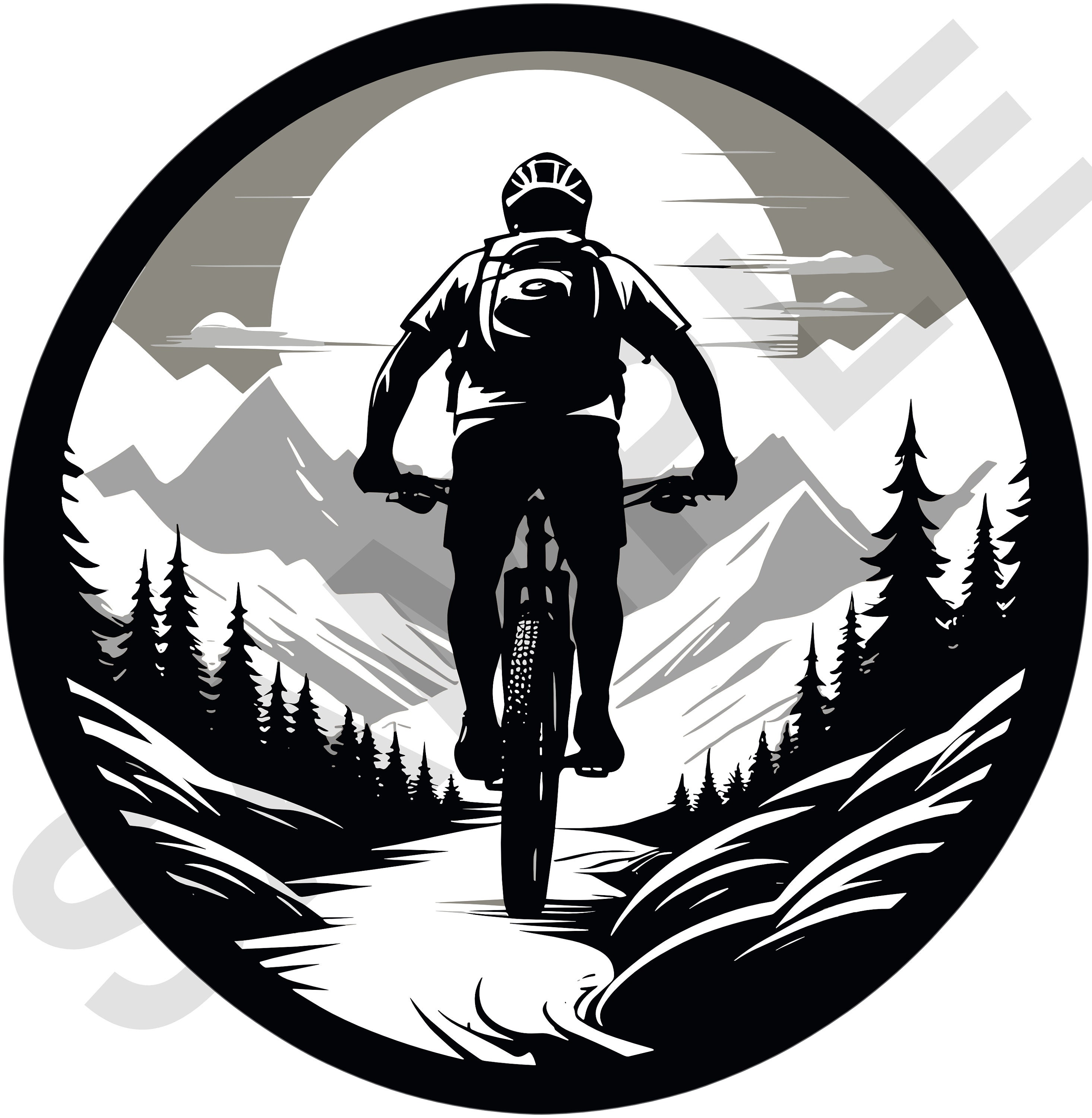 Mountain Bike Rider, Logo, Badge, Transparent Vector (svg,png,jpg) - Etsy
