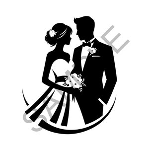 Wedding Logo, Bride and Groom Couple Collection, Vector (SVG), Simple ...