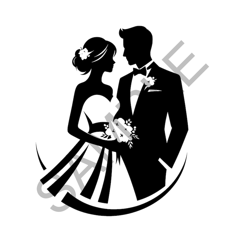 Wedding Logo, Bride and Groom Couple Collection, Vector (SVG), Simple ...