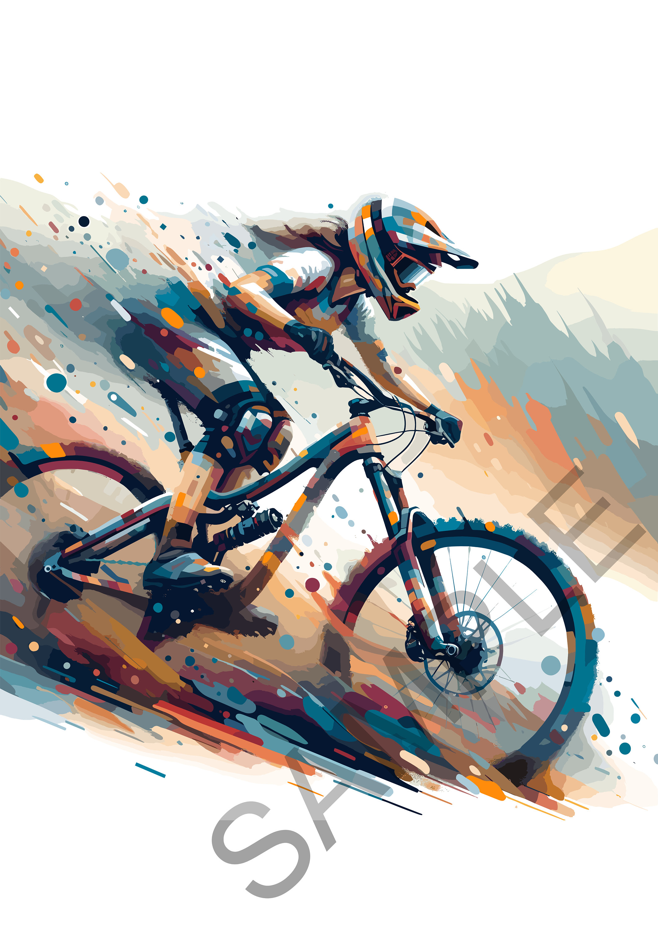 Female MTB Rider, Abstract Image of a Woman Riding a Mountain Bike ...