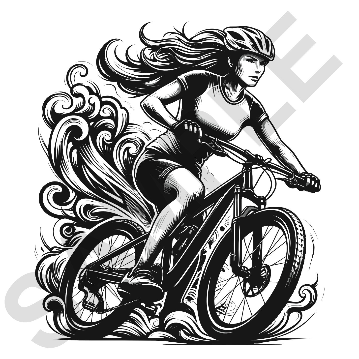 Woman MTB - Mountain Bike Rider Logo, Digital Download Vector (SVG ...