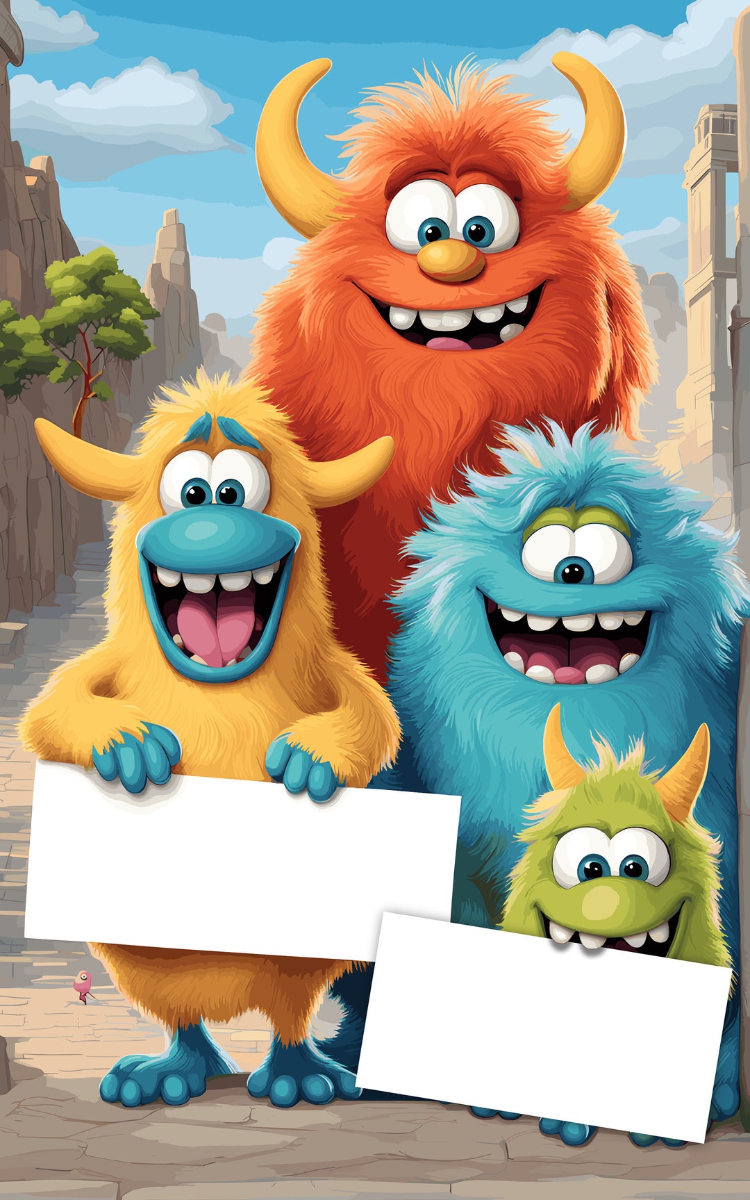 Goofy Monster Image Holding Blank Boards (add Your Own Message ...