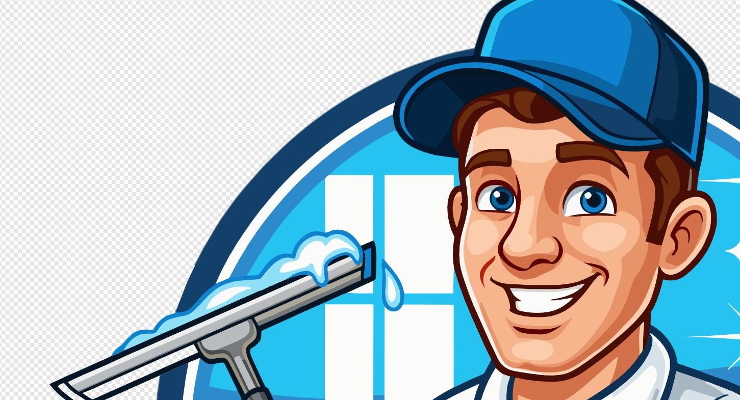 Window Cleaning Logo / Window Cleaner, Fun Window Cleaning Badge Style ...