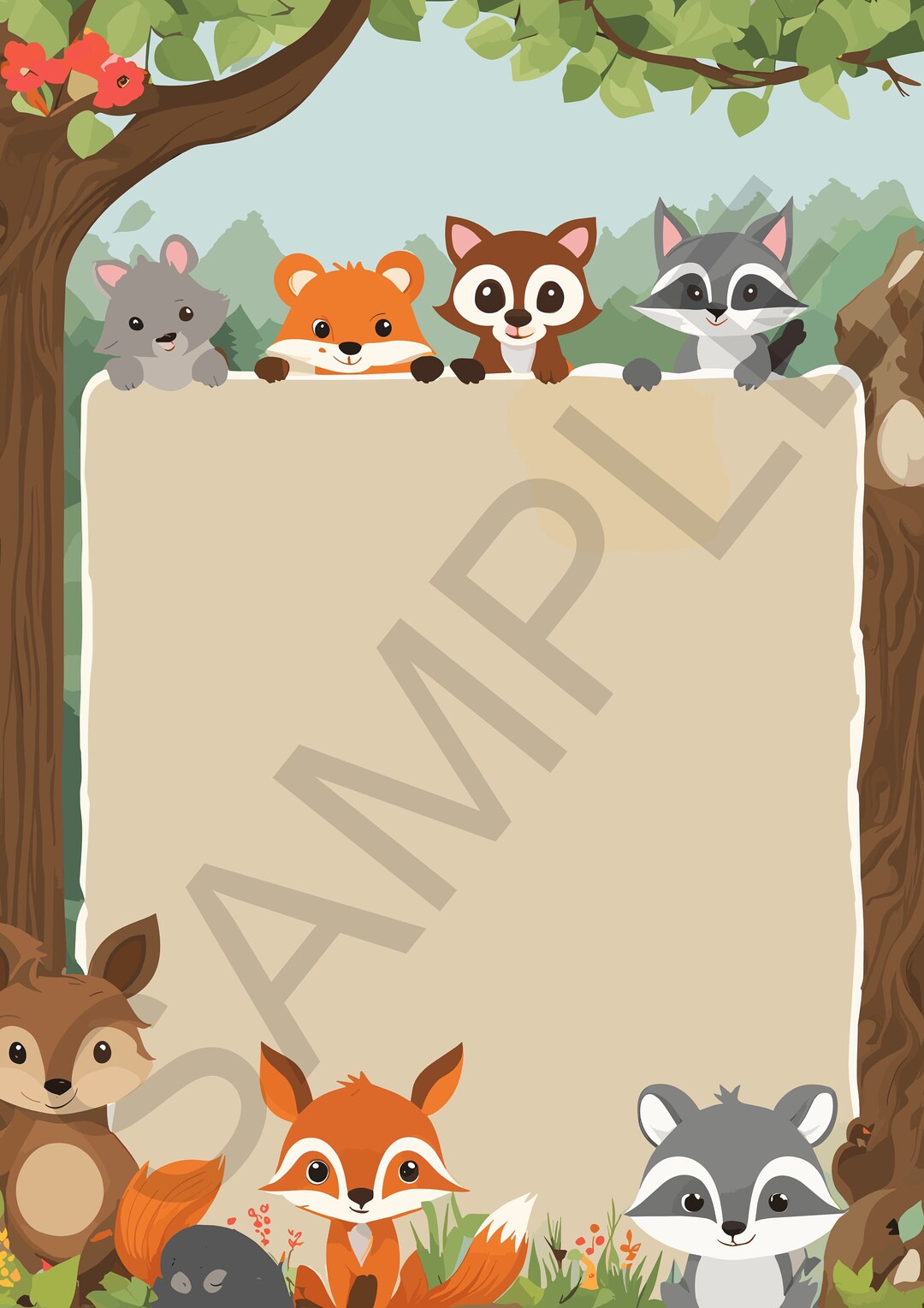 Woodland Animals Poster (A3) 300dpi, Notice Board, Add Your Own Text ...