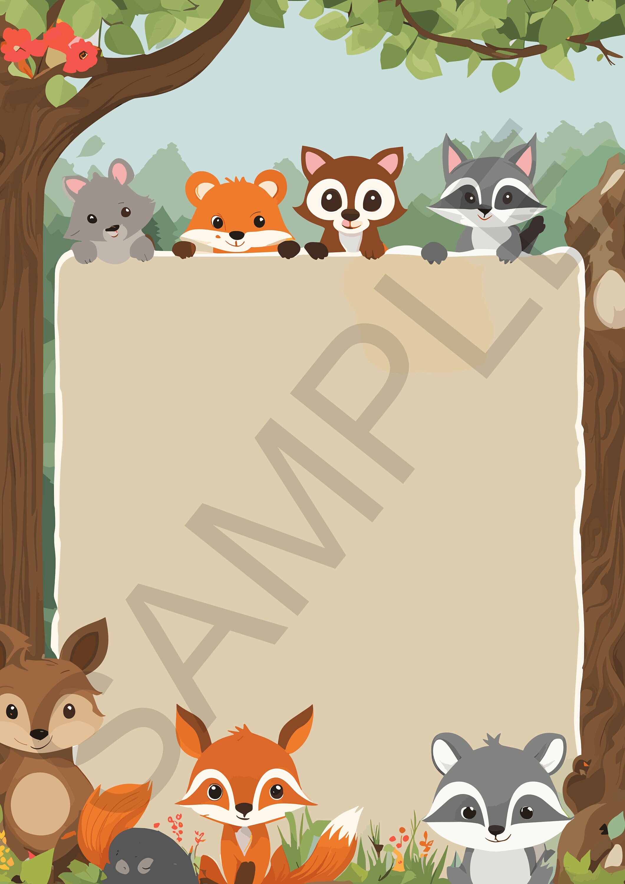Woodland Animals Poster (A3) 300dpi, Notice Board, Add Your Own Text ...