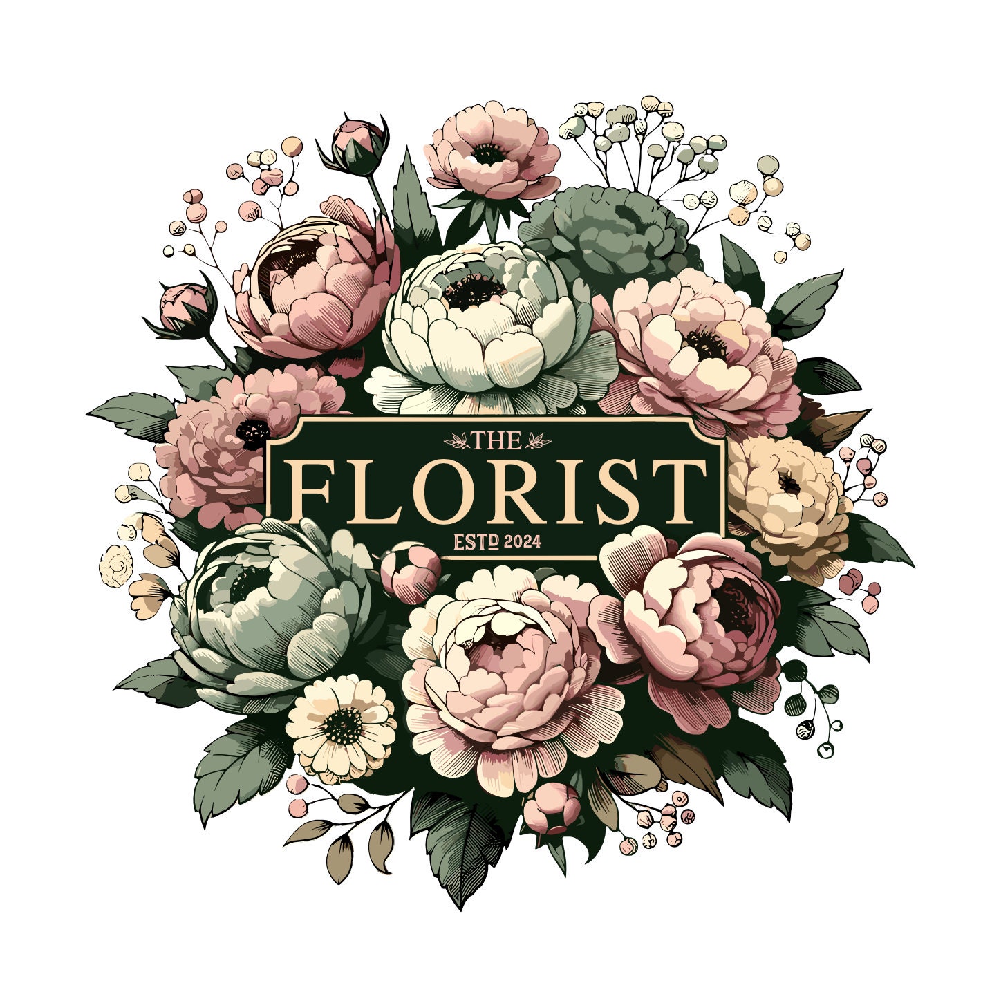 Flower Logo, Florist Logo, Flower Shop Logo. Blank Area to Add Your Own ...