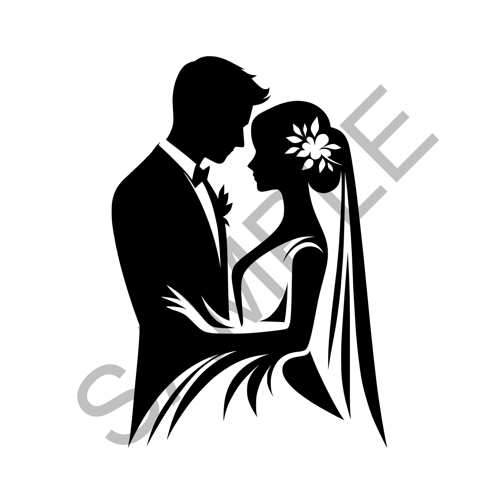 Wedding Logo, Bride and Groom Couple Collection, Vector (SVG), Simple ...
