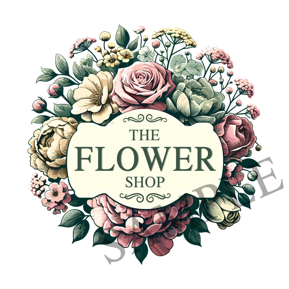 Flower Logo, Florist Logo, Flower Shop Logo. Blank Area to Add Your Own ...
