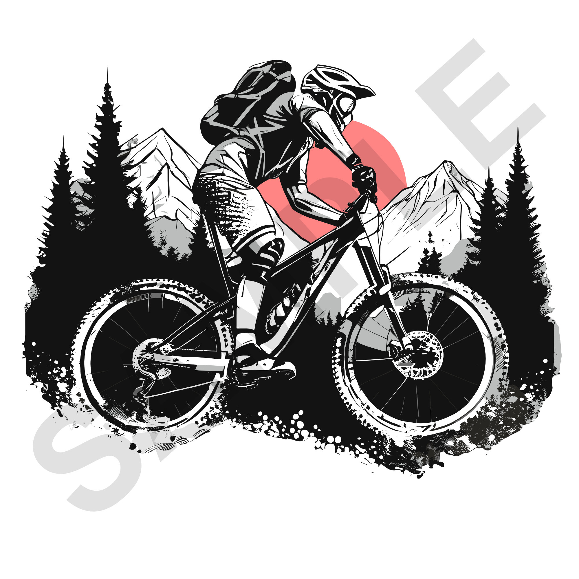 Mountain Biker (MTB) Logo / Badge Vector (svg,png,jpg) - Etsy