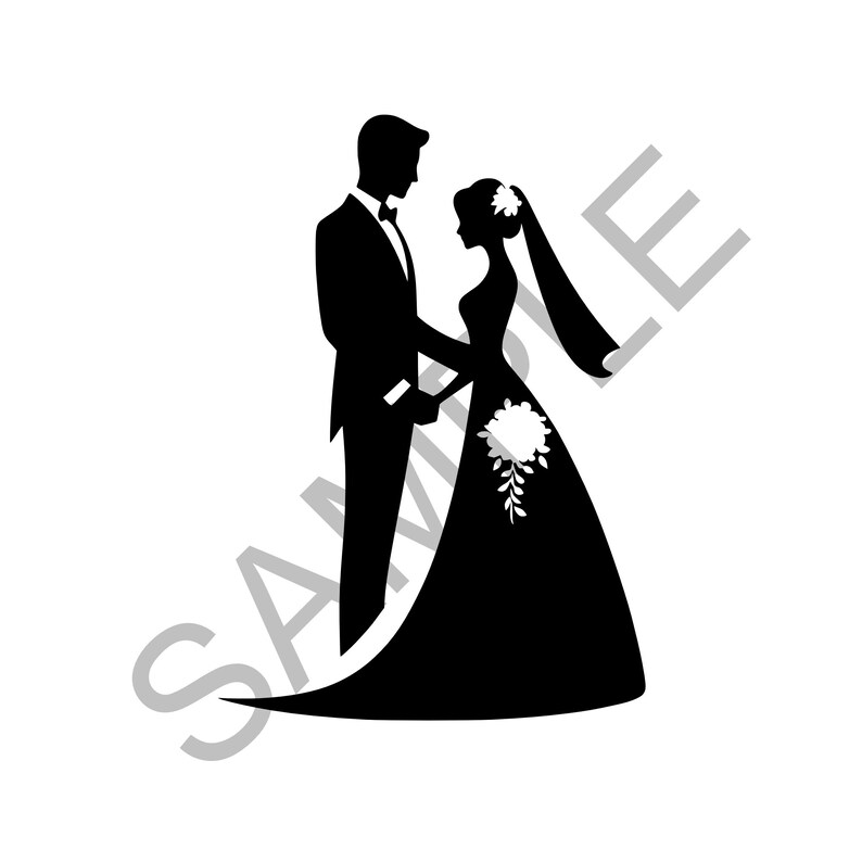 Wedding Logo, Bride and Groom Couple Collection, Vector (SVG), Simple ...