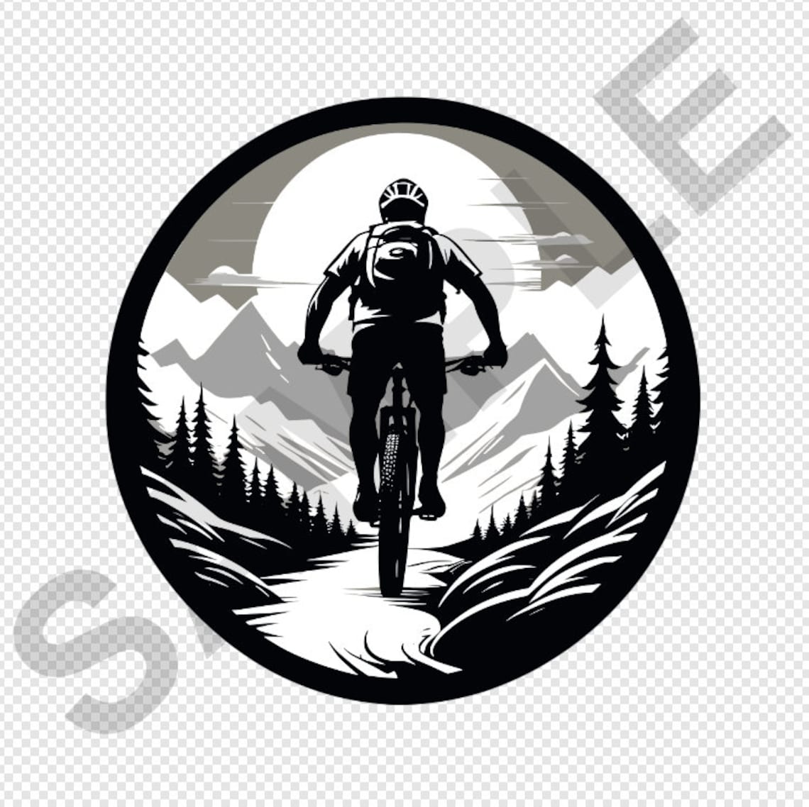 Mountain Bike Rider, Logo, Badge, Transparent Vector (svg,png,jpg) - Etsy