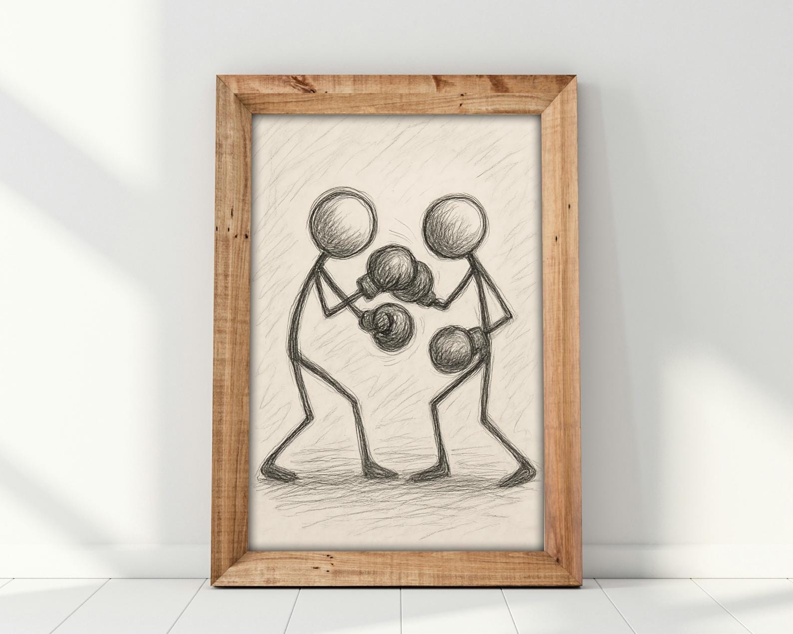 Stick Figure Boxers - Funny Minimalist Sketch Art - Etsy