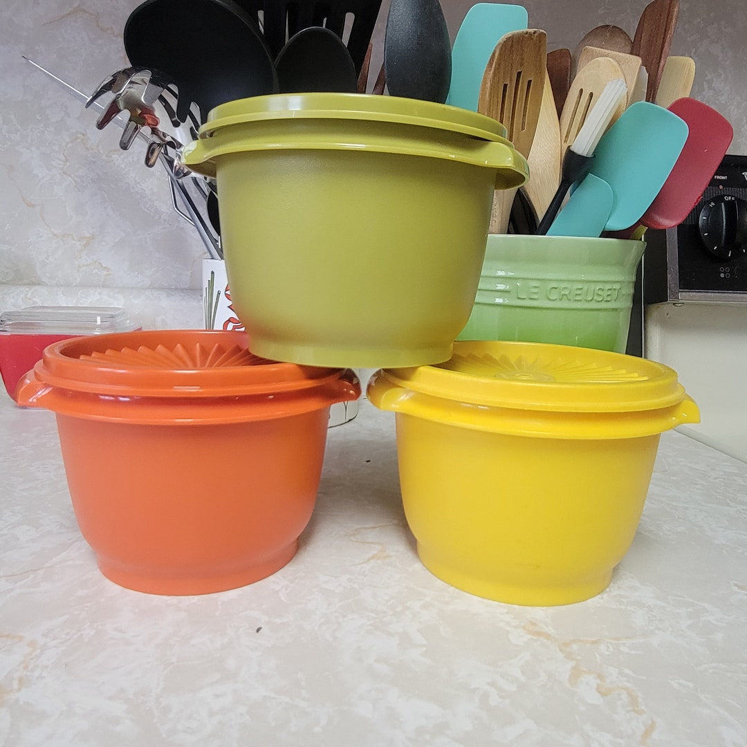 Vintage Tupperware Container Set of 3 Storage Bowls With Lids Orange ...