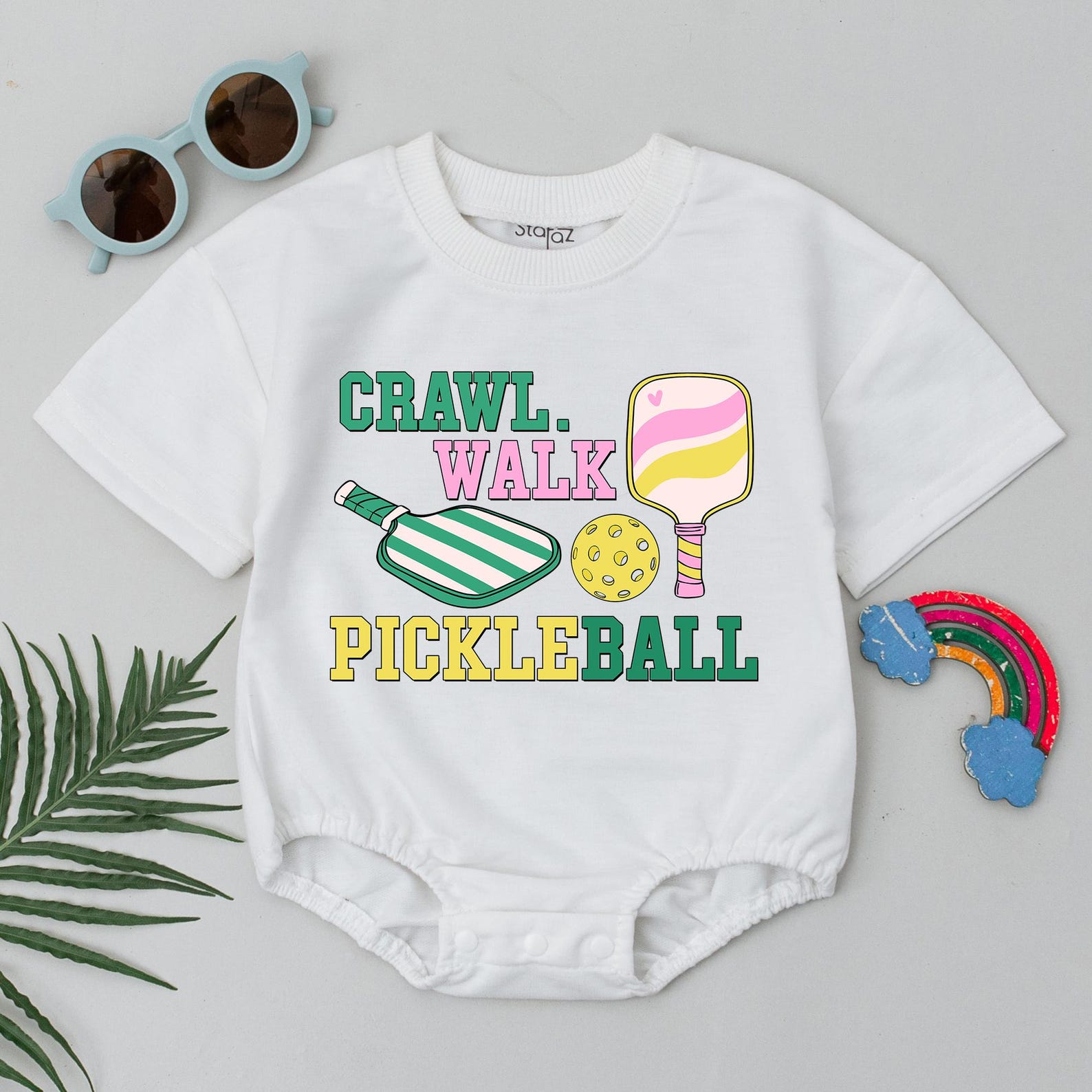 Crawl Walk Pickleball Baby Romper, Pickleball Baby Bodysuit, Pickleball ...