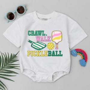 Crawl Walk Pickleball Baby Romper, Pickleball Baby Bodysuit, Pickleball ...