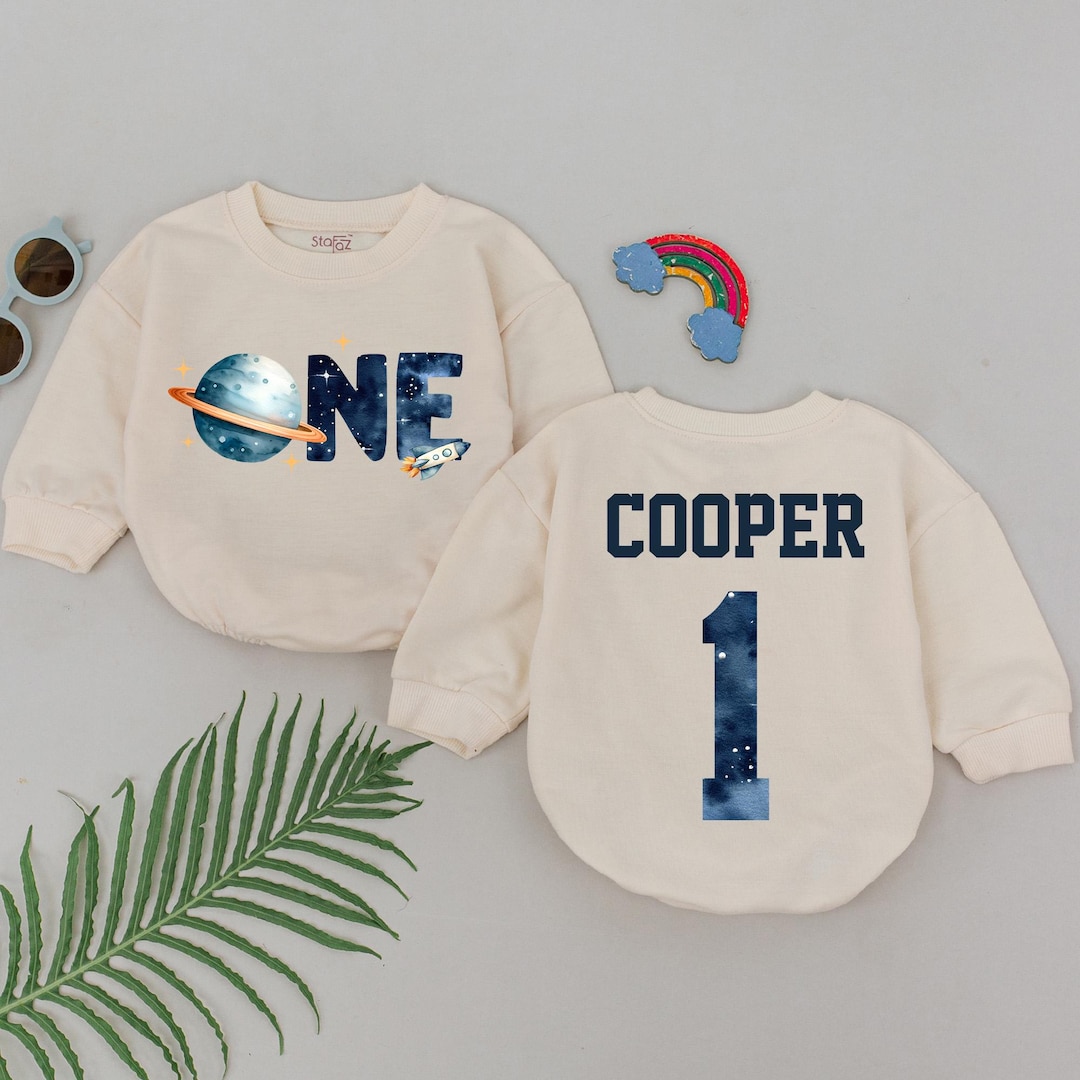 Personalized Space One Birthday Romper, First Trip Around the Sun, 1st ...